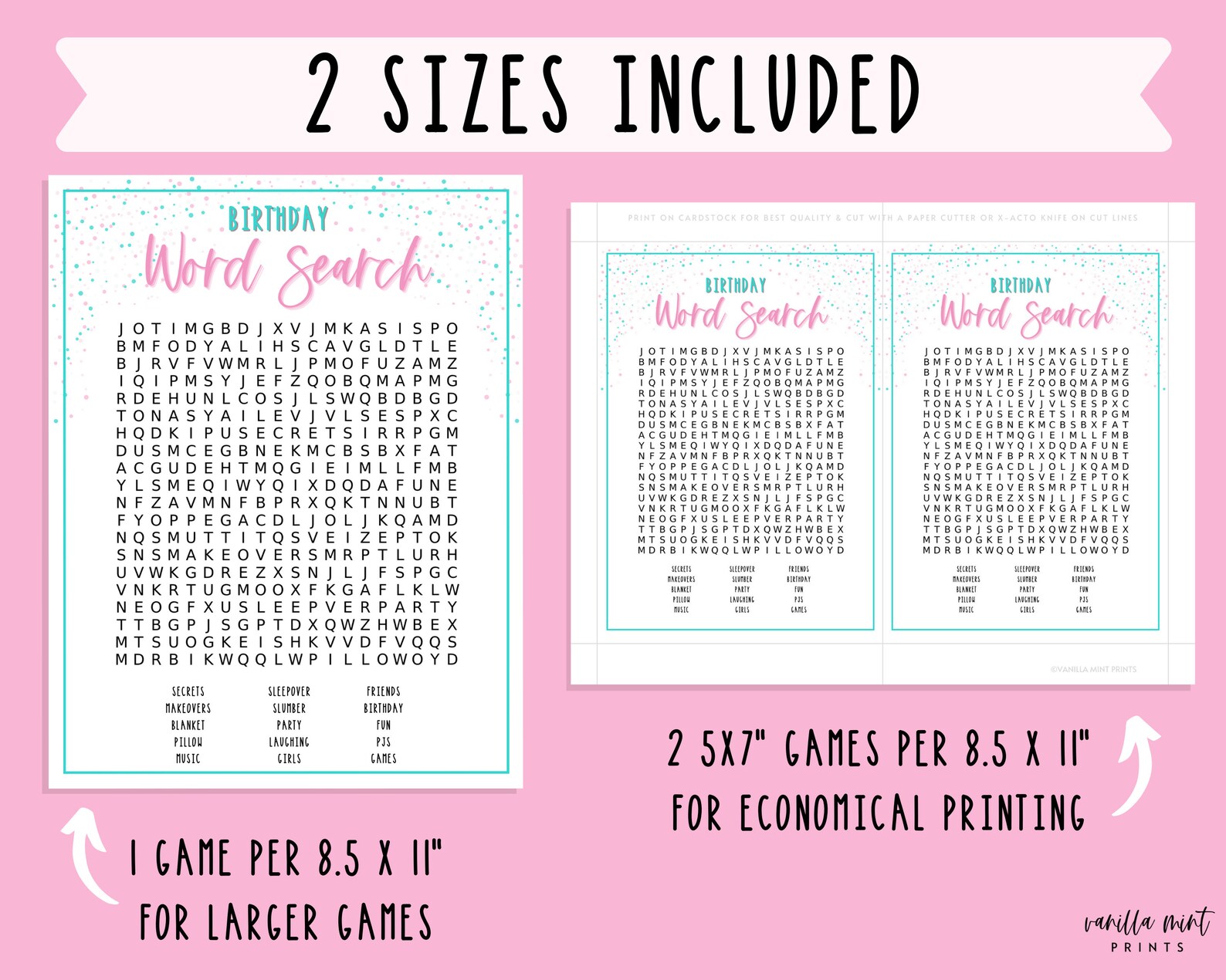 Teen Slumber Party Games Word Search Girls Sleepover | Etsy