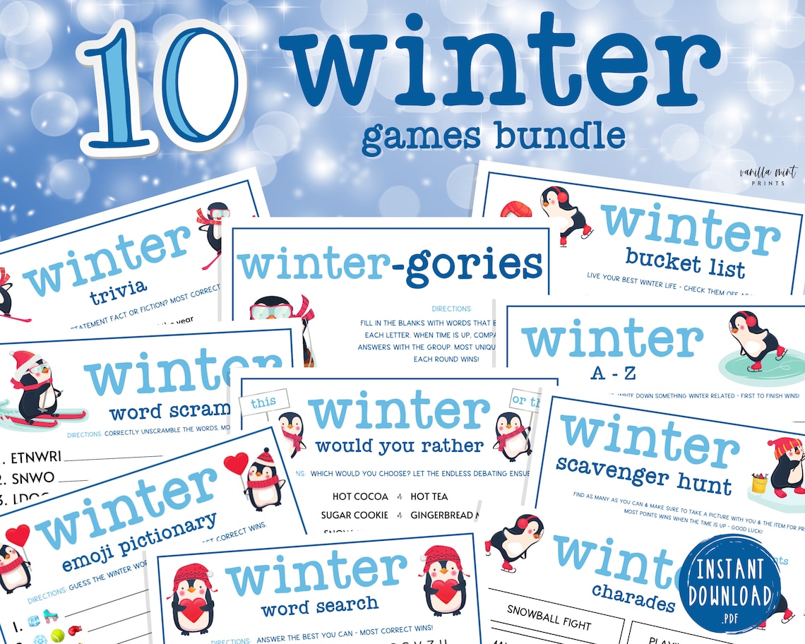 10 Winter Games BUNDLE Printable Winter Games PACK | Etsy