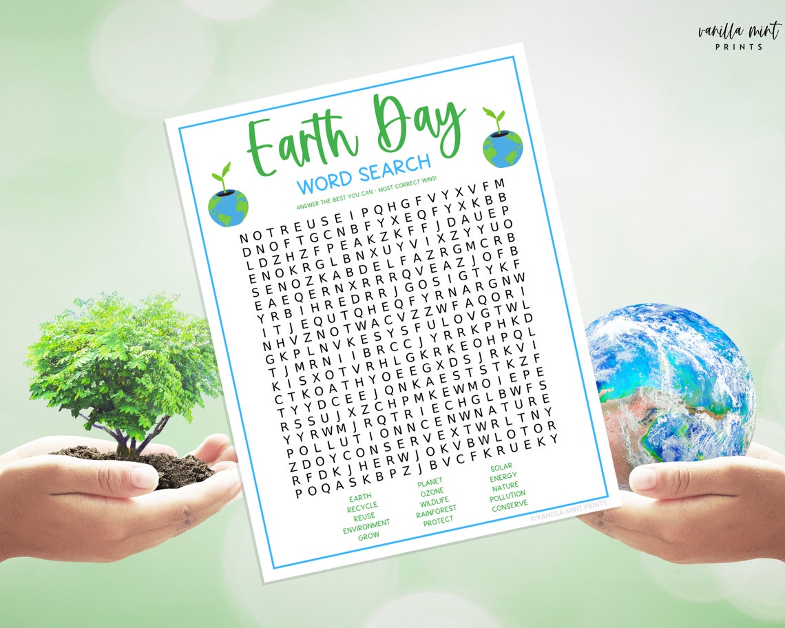 Earth Day Word Search Game Fun Printable Spring Games - Etsy