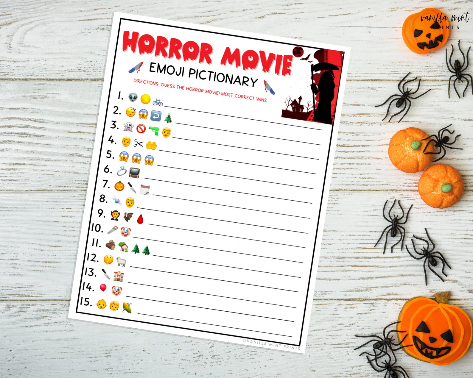 Halloween Horror Movie Emoji Pictionary Party Game Halloween - Etsy