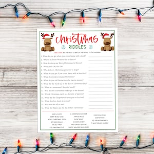 Christmas Riddles Game | Matching Trivia Game | Christmas Games ...