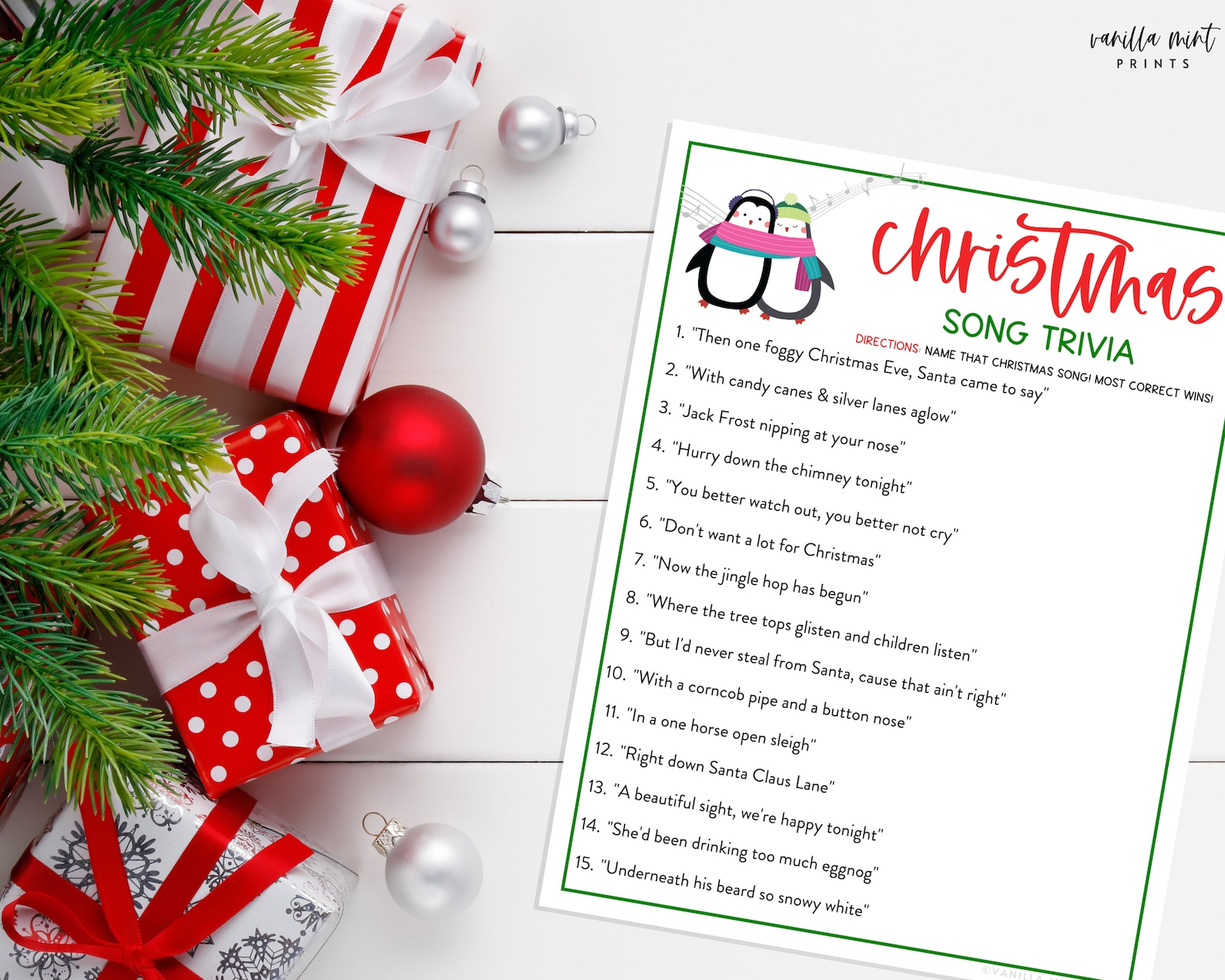 Christmas Song Trivia Game Christmas Music Trivia Printable - Etsy