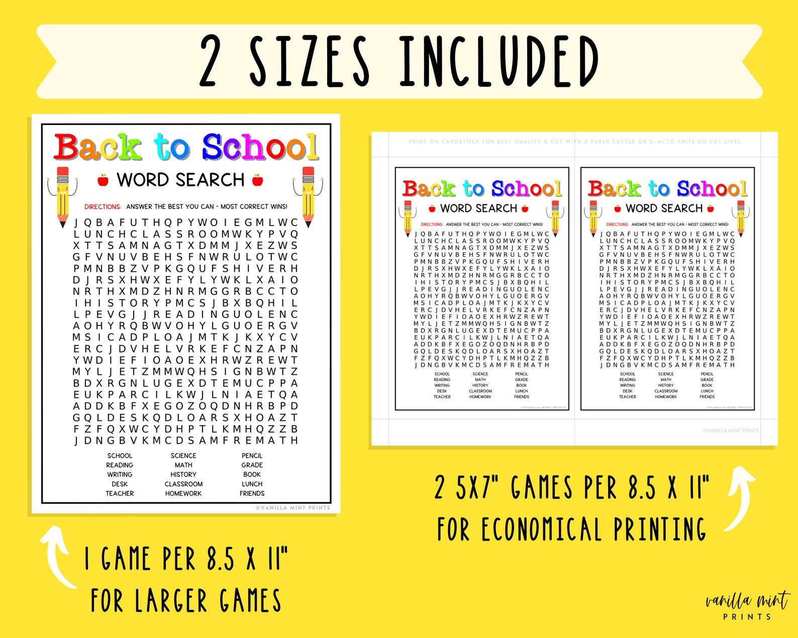 Back to School Game Word Search First Day of School | Etsy