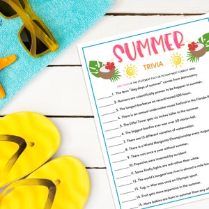 Summer Trivia Game | Printable Summertime Games | Party Games | Summer ...