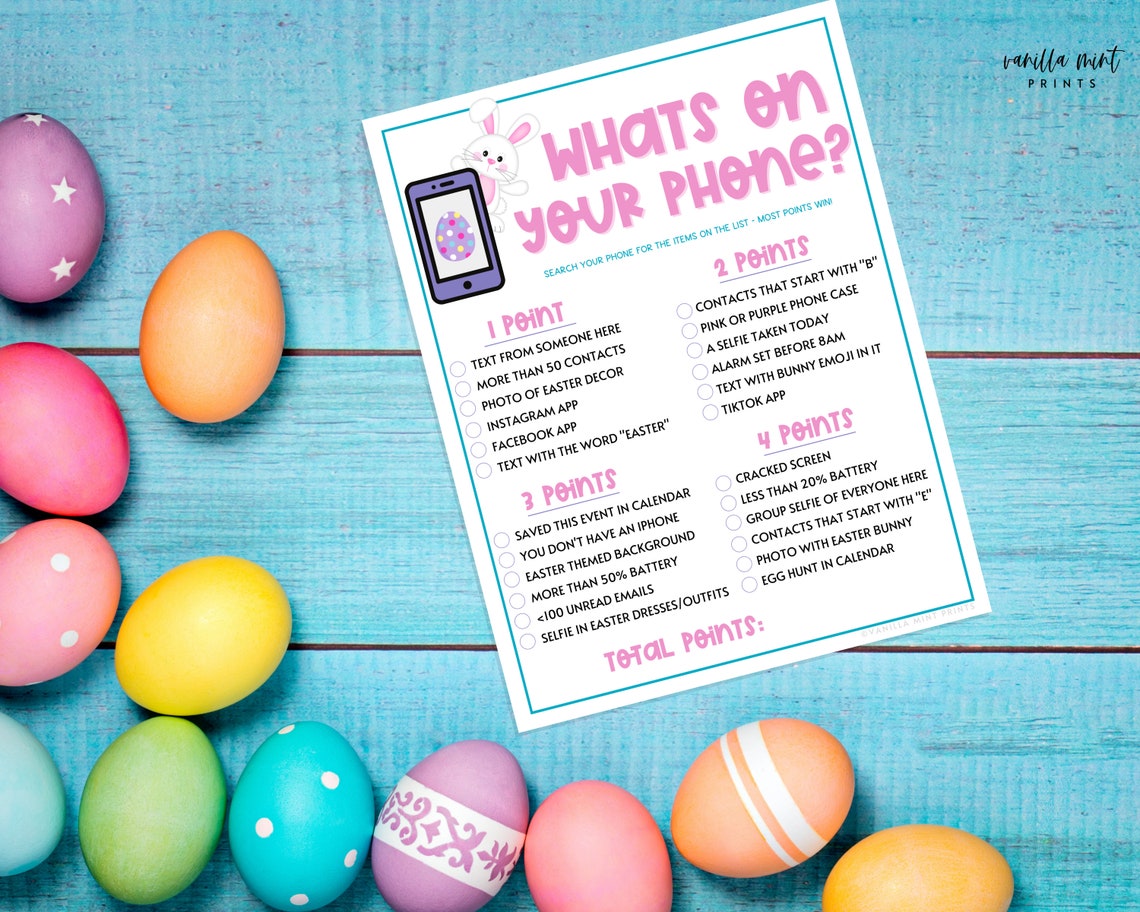 Easter Whats on Your Phone Game Printable Easter Games - Etsy