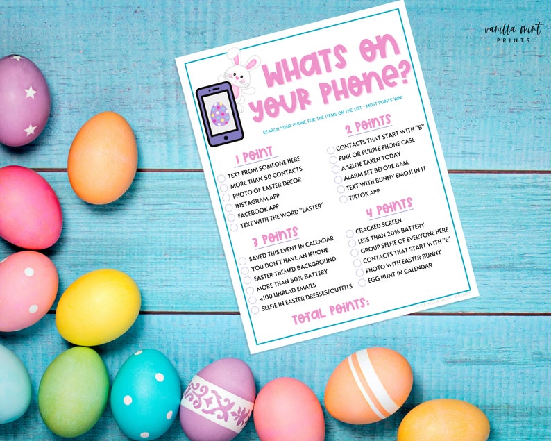 Easter Whats on Your Phone Game Printable Easter Games - Etsy