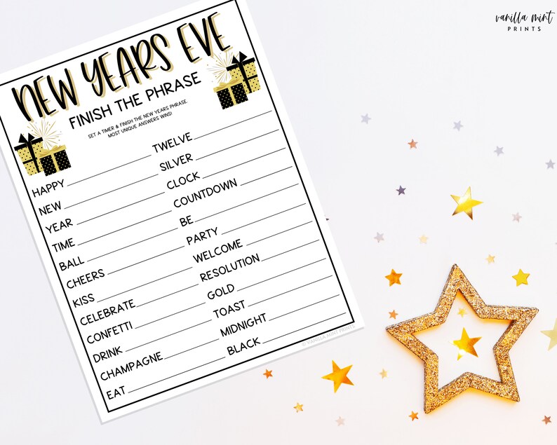 New Years Eve Finish the Phrase Game New Years Games New - Etsy