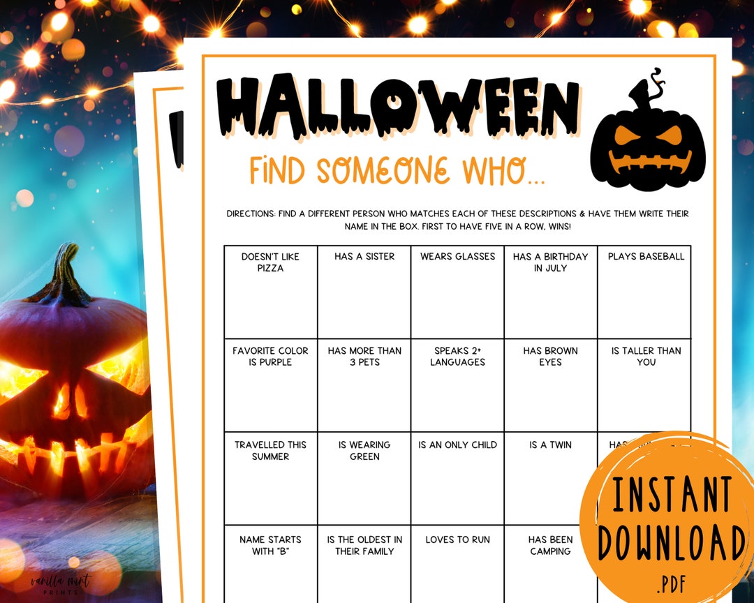 Halloween Find Someone Who Party Game Halloween Party Games - Etsy