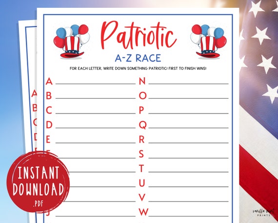 Patriotic A Z Word Puzzle Game Printable Memorial Day - Etsy