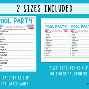 Pool Party Word Scramble Game | Fun Printable Summertime Party Games ...