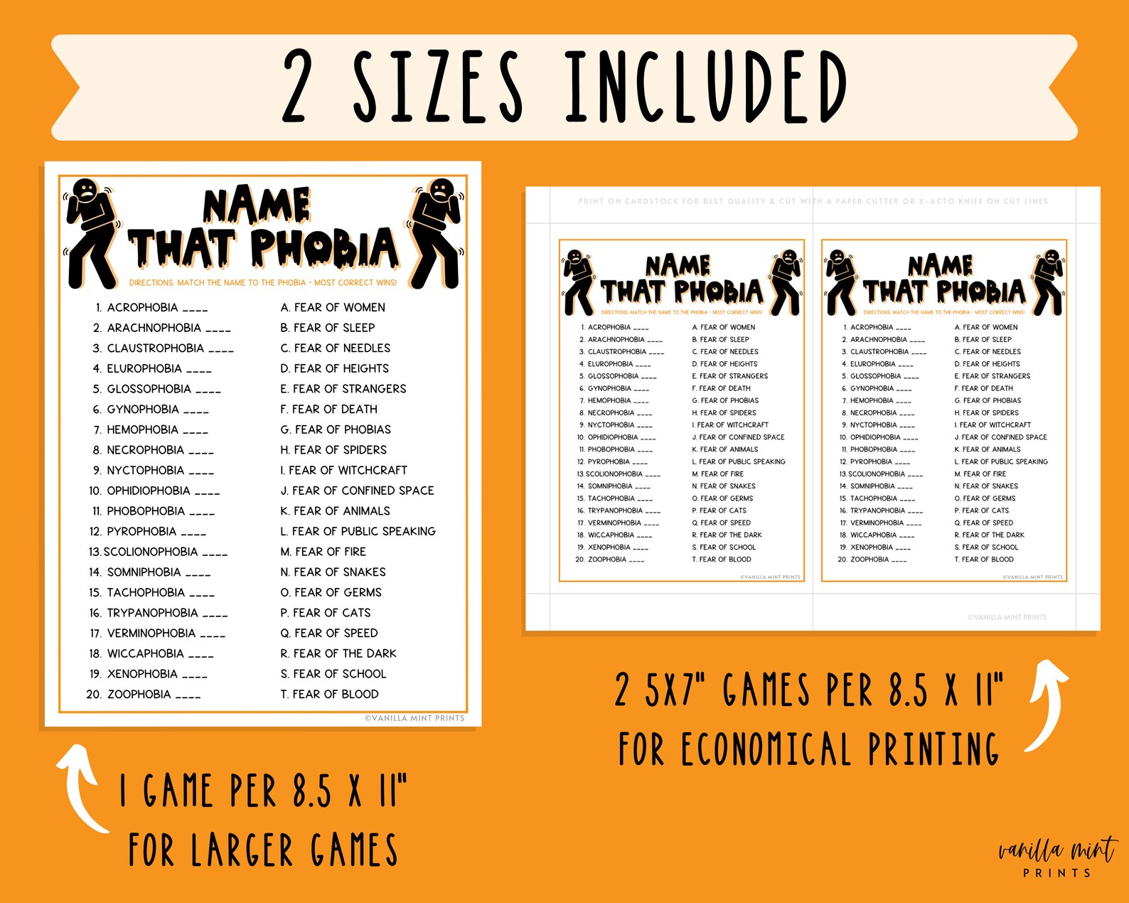 Halloween Name That Phobia Match up Game Phobia Trivia Games - Etsy