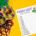 Mardi Gras Word Scramble Game Fat Tuesday Party Games Carnival Mardi ...