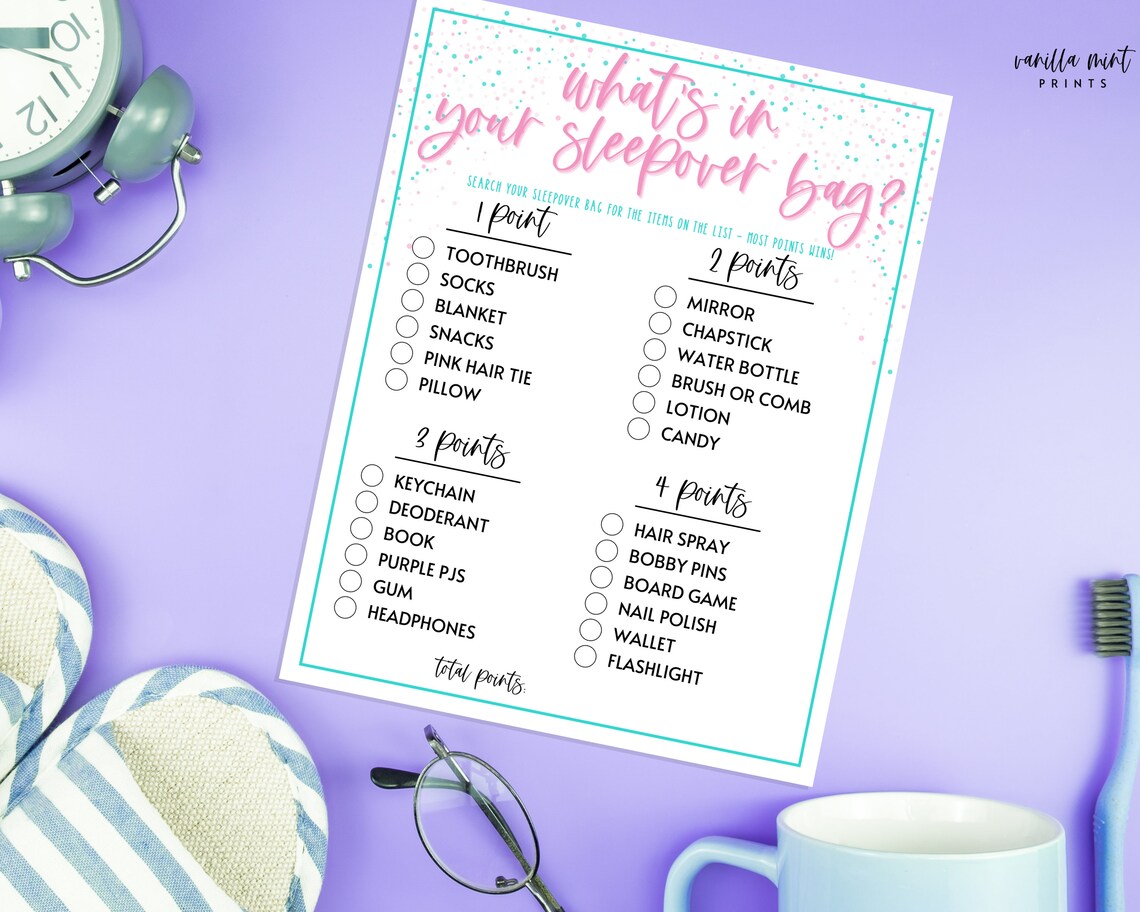 Teen Slumber Party Games Whats in Your Sleepover Bag Girls - Etsy