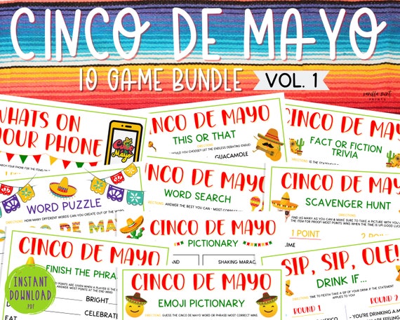 Cinco De Mayo Party Game BUNDLE Volume 1 10 Mexican Party - Etsy