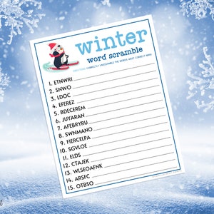 Winter Word Scramble Game | Printable Winter Games | Wintertime ...
