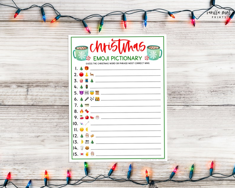 Christmas Emoji Pictionary Game Xmas Emoji Games Fun | Etsy