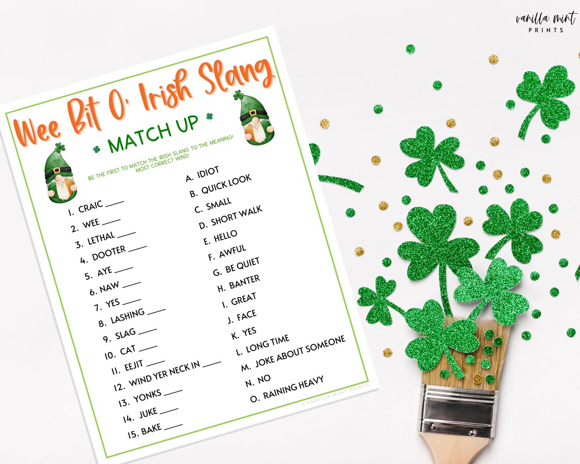 St. Patrick's Day Irish Slang Game Printable Game Fun | Etsy