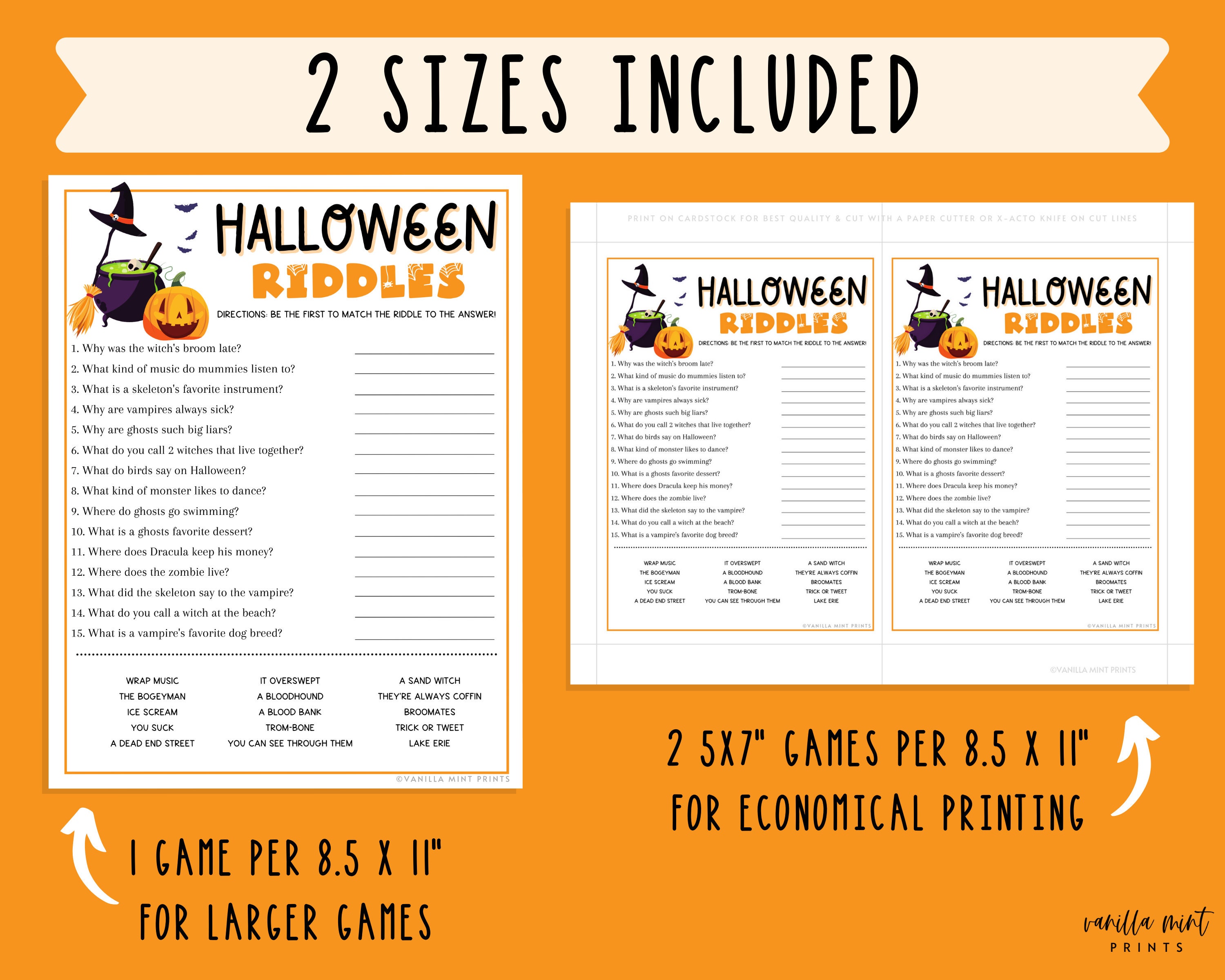 Halloween Riddles Party Game Halloween Games for Kids Fun - Etsy