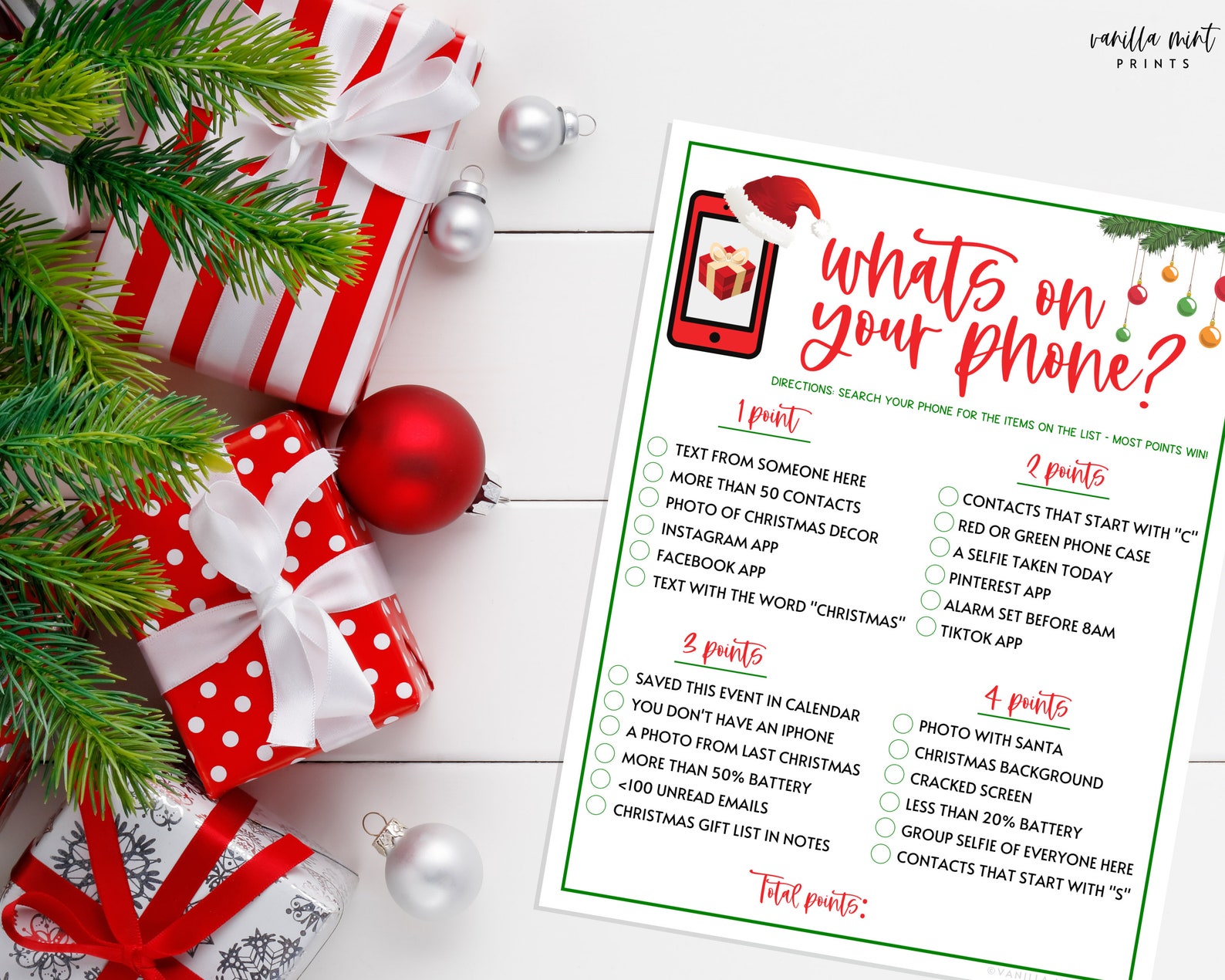 Christmas Whats on Your Phone Game Xmas Scavenger Hunt Games - Etsy