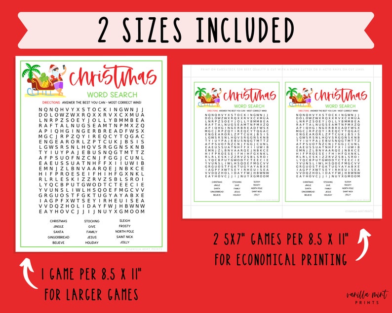 Christmas in July Word Search Party Game Beach Christmas - Etsy