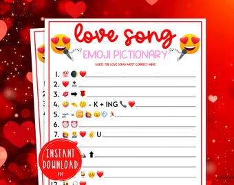 Valentine's Love Song Emoji Pictionary Game | Fun Valentine's Day ...
