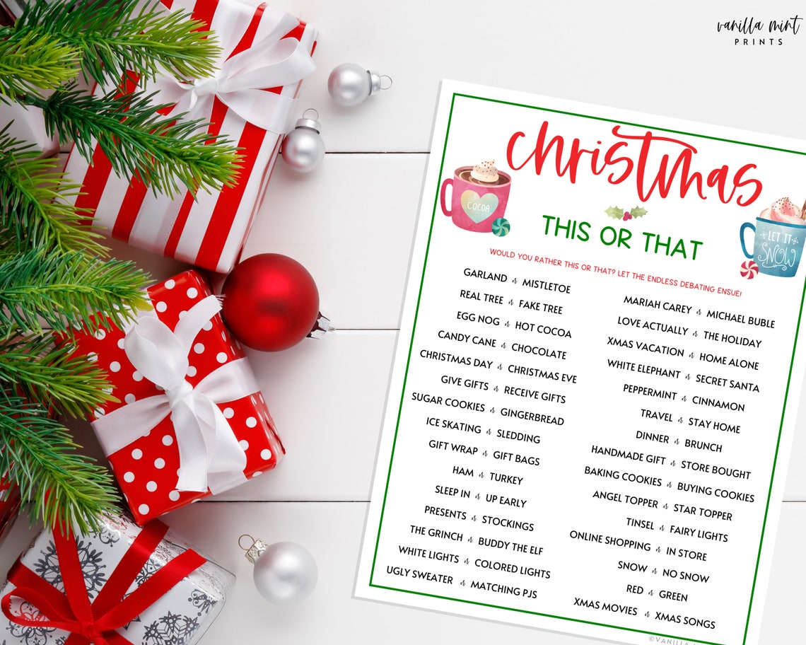 Christmas This or That Game Xmas Would Your Rather Games | Etsy