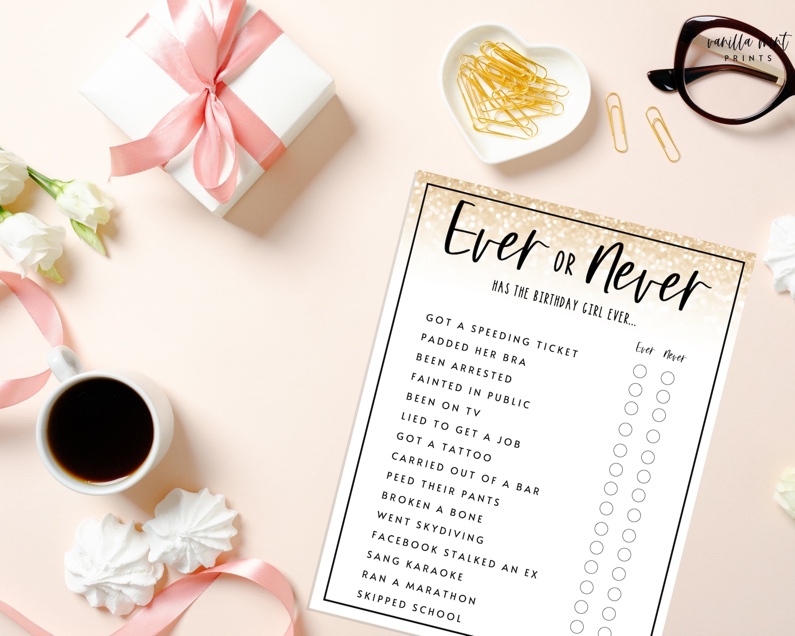 Adult Birthday Party Games Ever or Never Birthday Party Game - Etsy