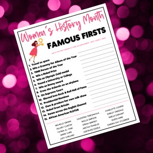 Women's History Month Famous Firsts Trivia Game | Women Empowerment ...