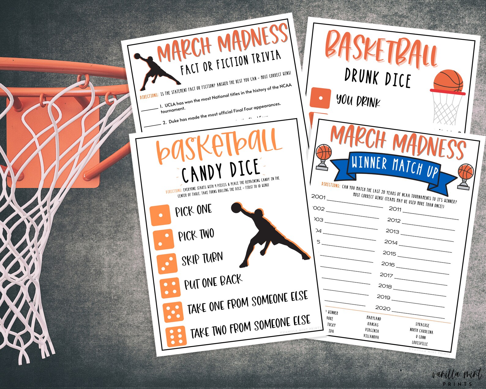 March Madness 10 Game Bundle Ten Printable March Madness | Etsy