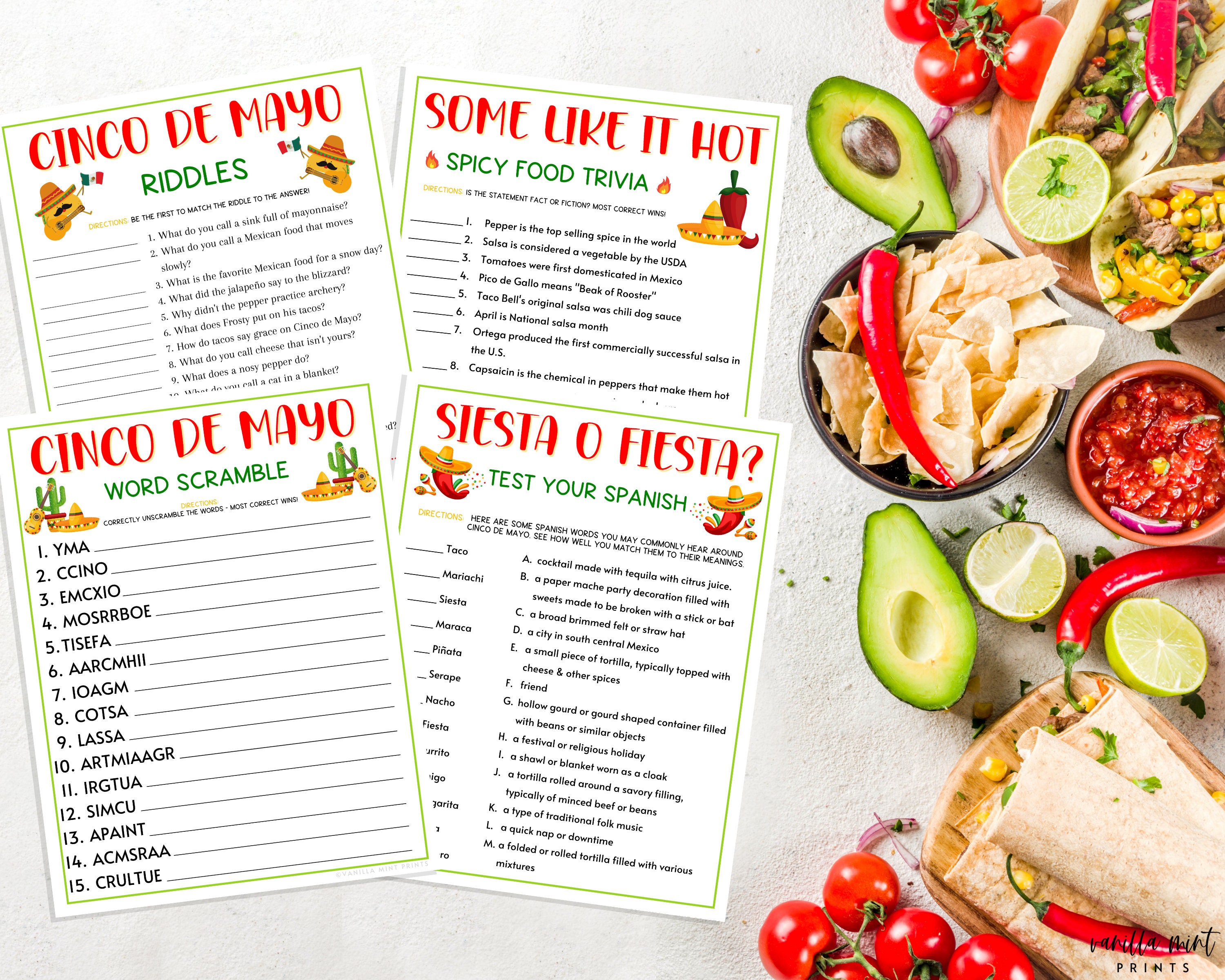 Cinco De Mayo Party Game BUNDLE Volume 2 10 Mexican Party - Etsy