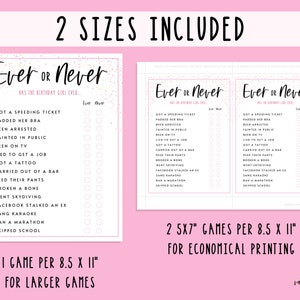 Adult Birthday Party Games | Ever or Never Birthday Party Game for Her ...