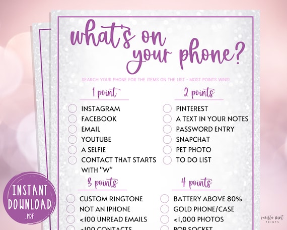 Teen Slumber Party Games Whats on Your Phone Girls - Etsy
