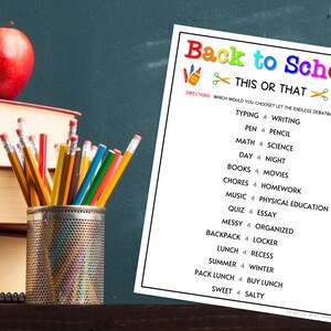 Back to School Game This or That First Day of School - Etsy