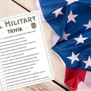 U.S. Military Trivia Game Memorial Day Printable Party Games | Etsy