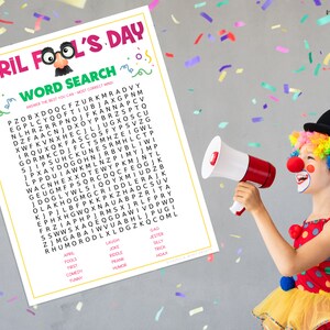 April Fool's Day Word Search Game | April Fools Party Games | Printable ...