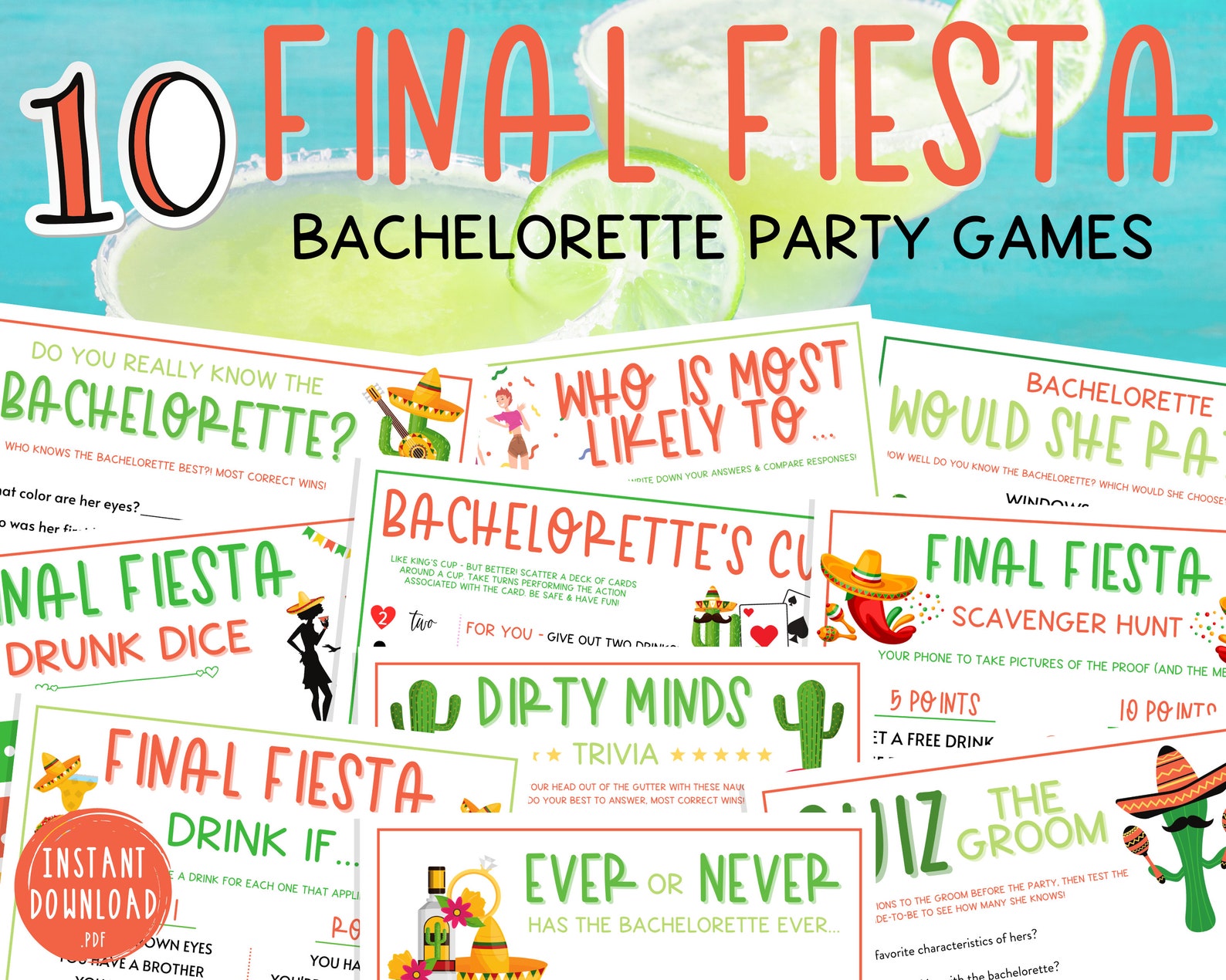 Final Fiesta Bachelorette Party Games BUNDLE 10 Game Pack | Etsy