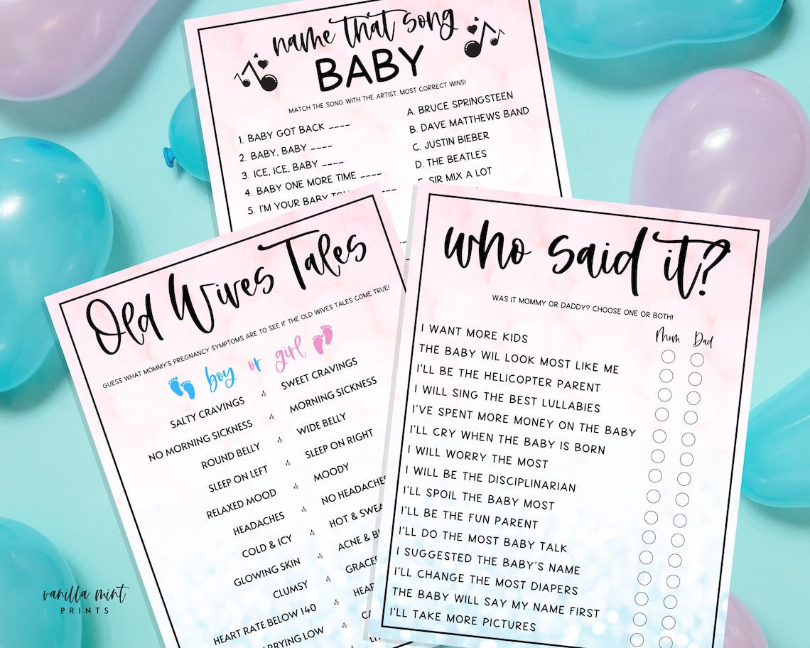 Gender Reveal Party Games 6 Game BUNDLE Baby Shower Fun | Etsy