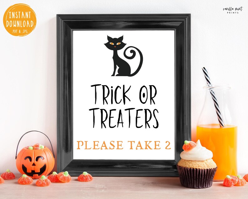 Halloween Signs Trick or Treaters Take 2 Sign Trick or - Etsy
