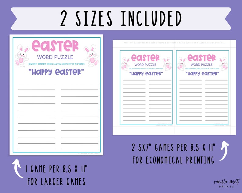 Easter Word Puzzle Printable Easter Games Party Games - Etsy