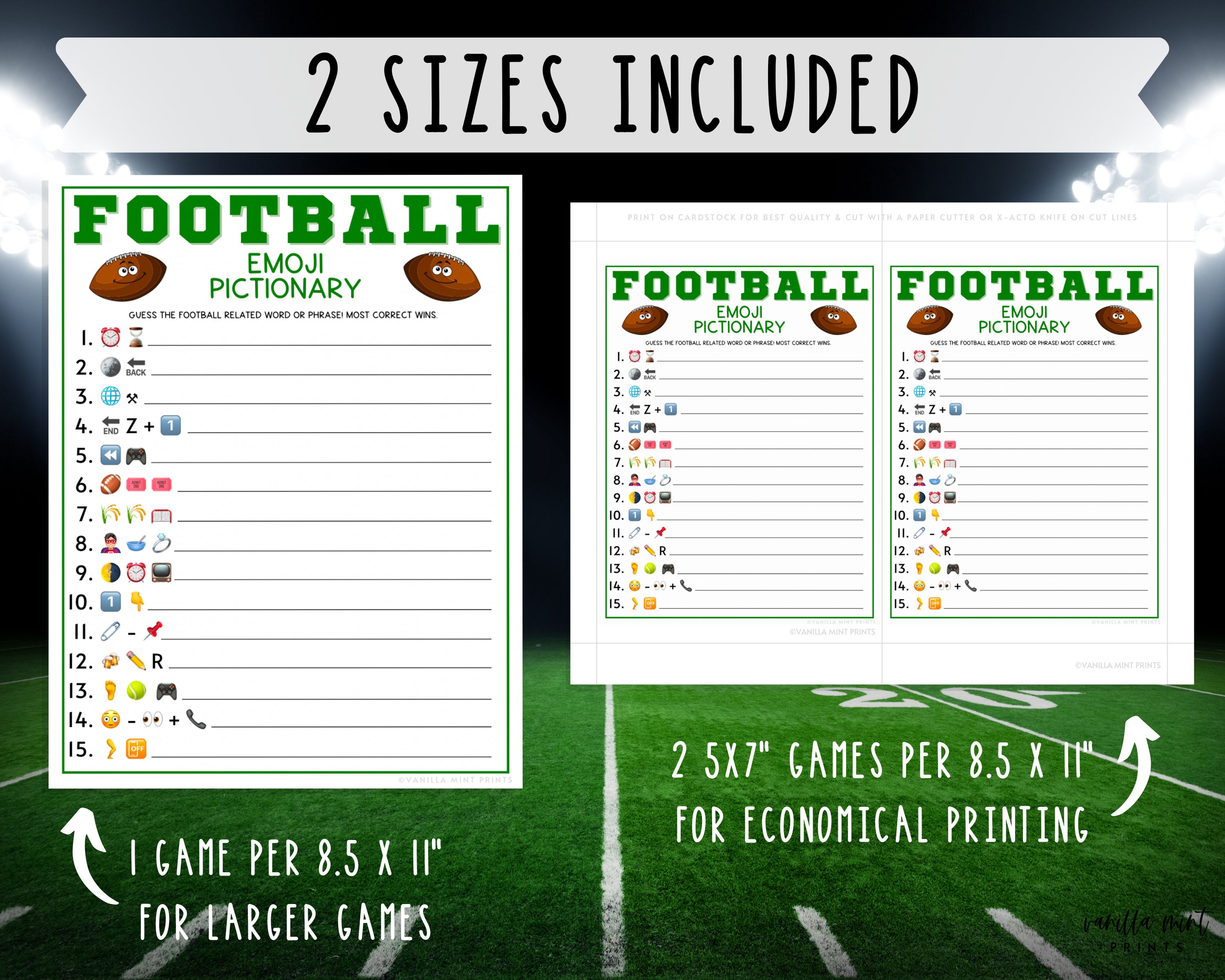 Football Emoji Pictionary Game Super Bowl Party Games - Etsy Canada