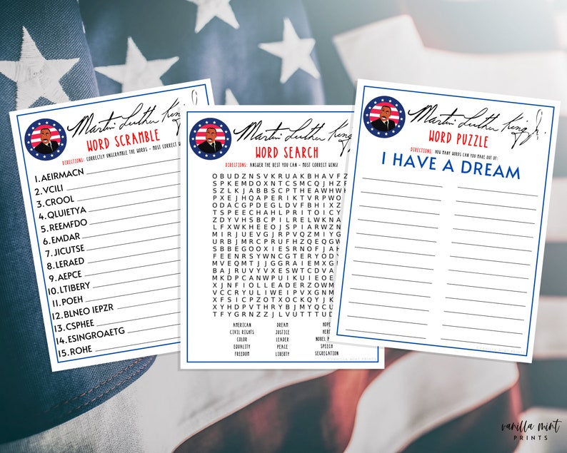 Martin Luther King Jr Day 6 Game Bundle MLK Jr Day Printable - Etsy
