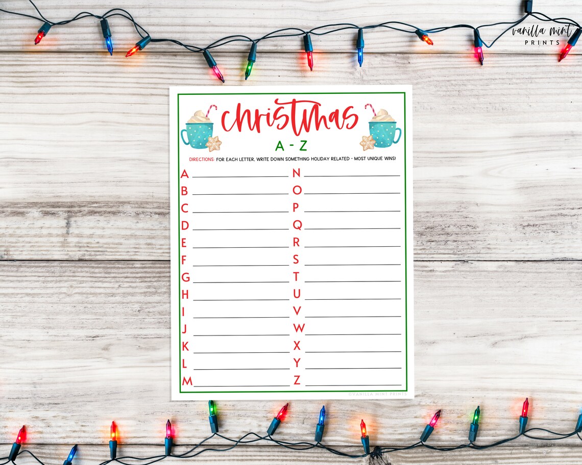 Christmas A-Z Game Christmas Printable Games Fun Christmas | Etsy
