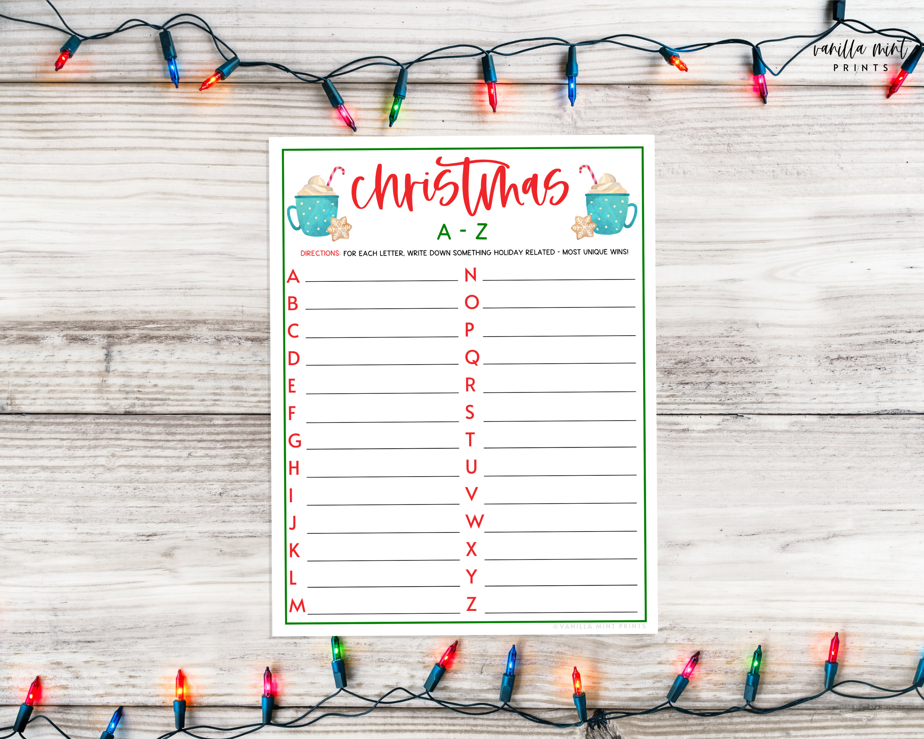 Christmas A-Z Game Christmas Printable Games Fun Christmas | Etsy
