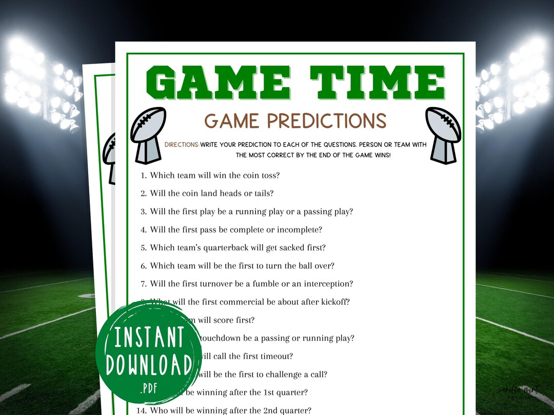 Football Game Predictions Game | Football Party Games | Printable Super ...