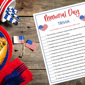 Memorial Day Trivia Game | Printable Memorial Day Party Games | America ...