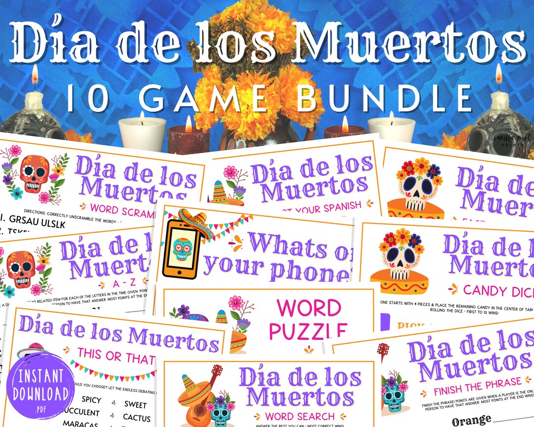 Día De Los Muertos 10 Game BUNDLE Printable Day of the Dead Party Game ...