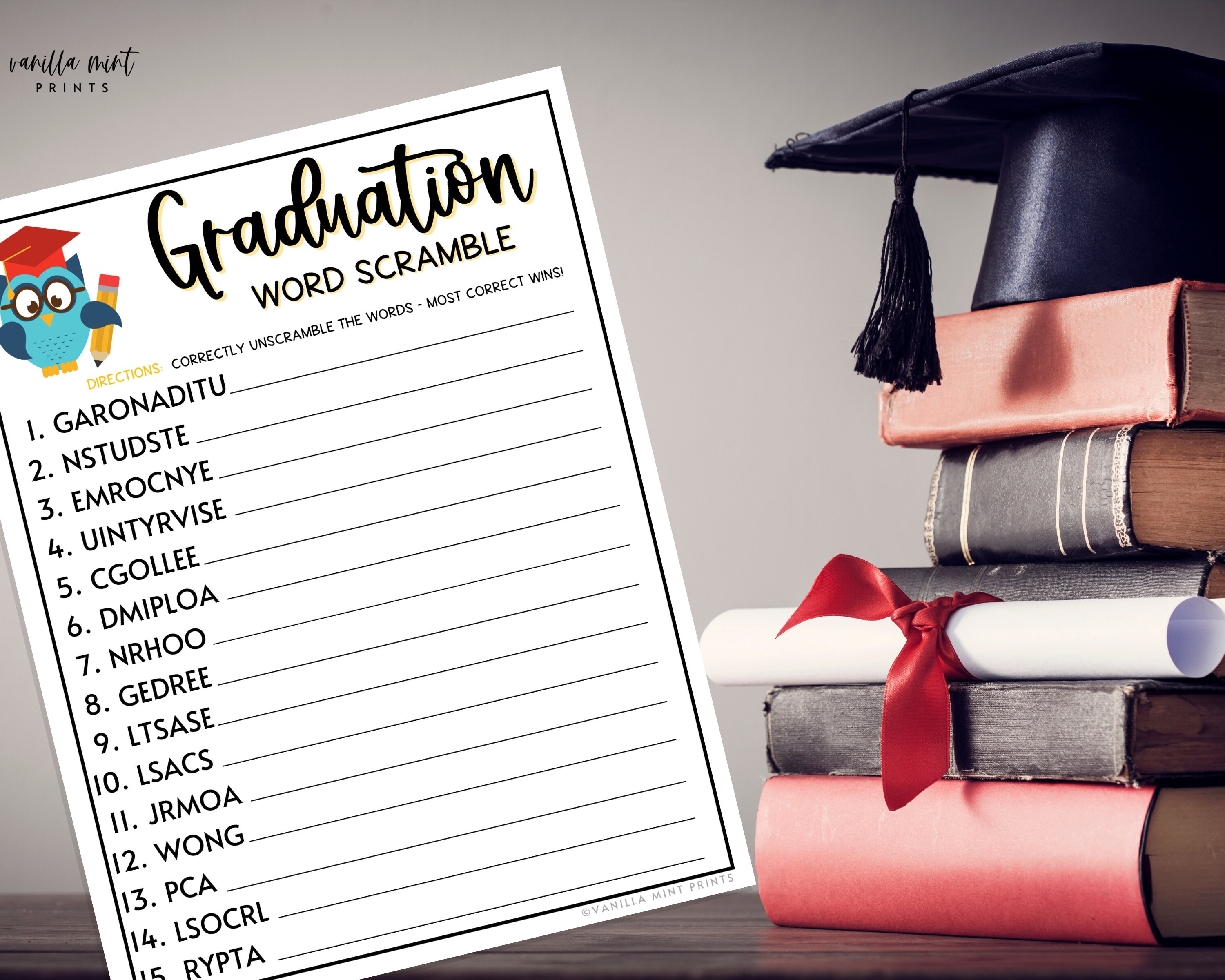 Graduation Games Word Scramble Fun Graduation Party Games | Etsy