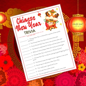 Chinese New Year Trivia Game | Lunar New Year Printable | Party Game ...