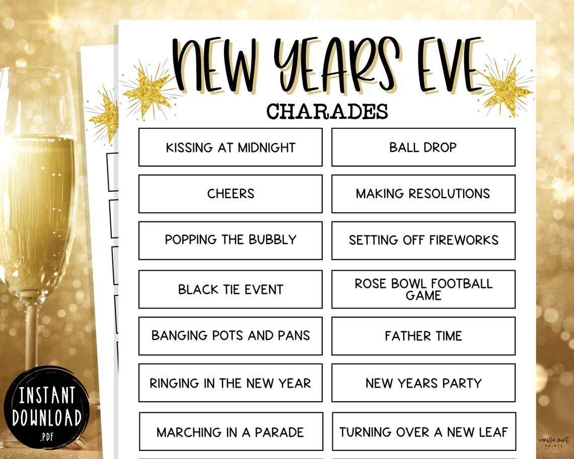 New Years Eve Charades Game Fun New Years Eve Party Games | Etsy