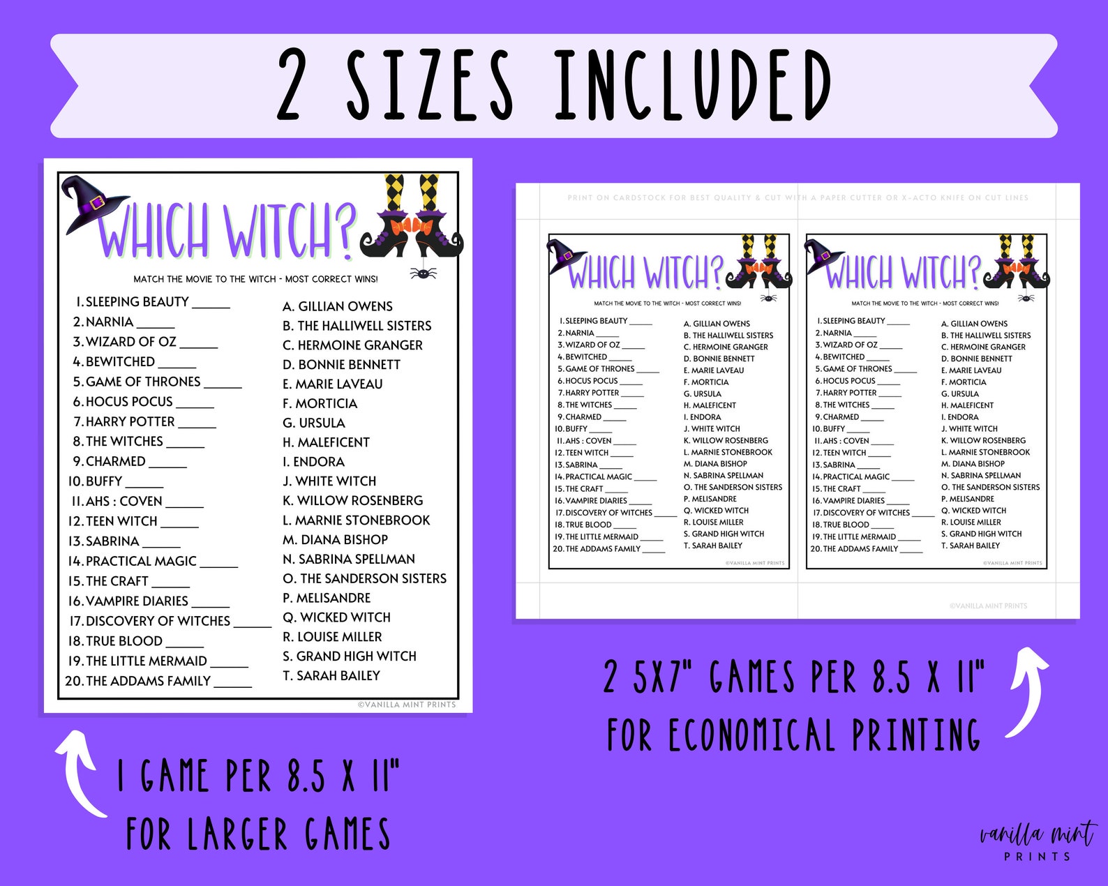 Witches Night Out Witch Matching Game Which Witch Fun - Etsy